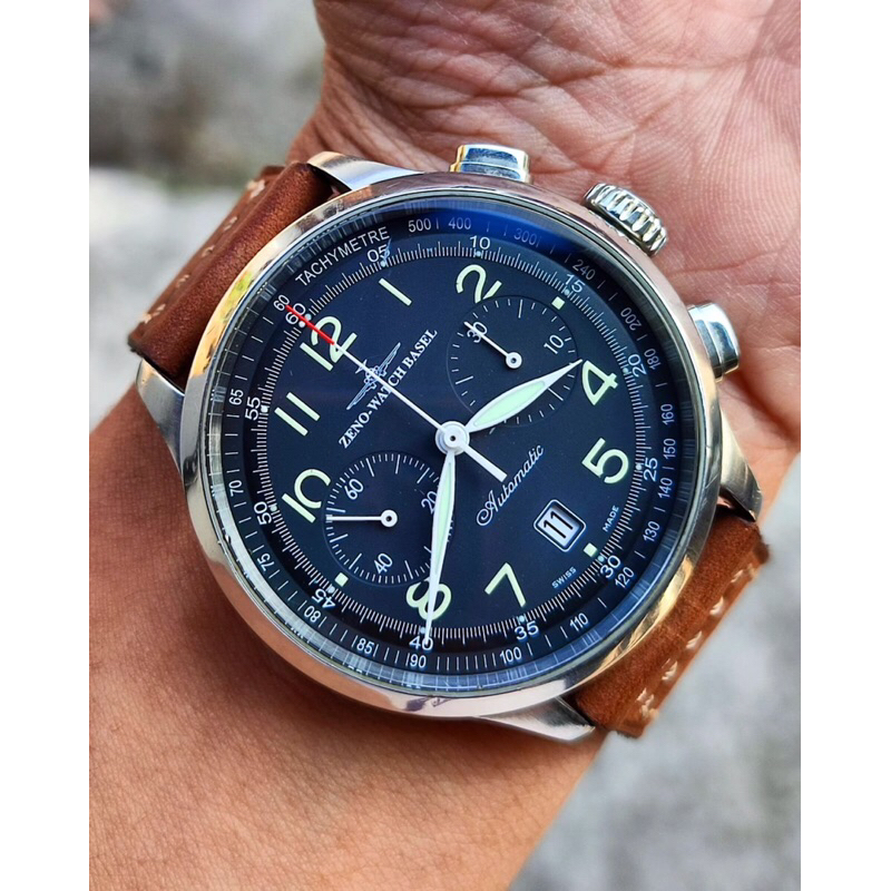 Jual zeno watch basel limited watch, rare dial edisi pilot, chronograoh ...