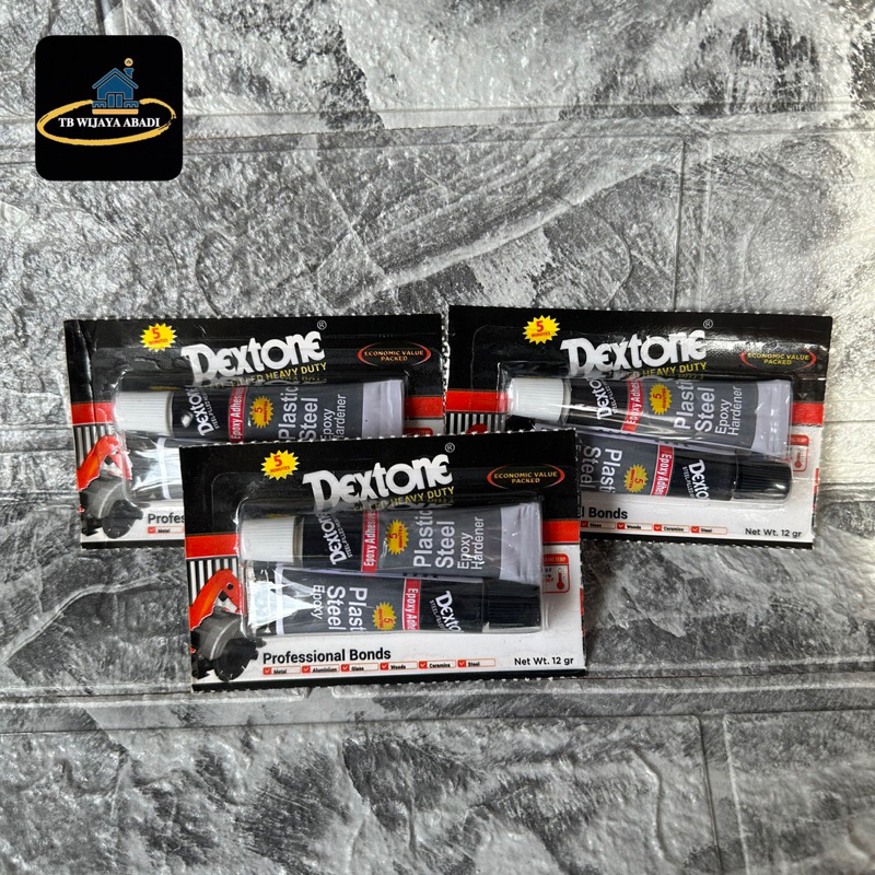 Jual LEM PLASTIC STEEL DEXTONE 5MENIT 12gr EPOXY STEEL HITAM PUTIH ...