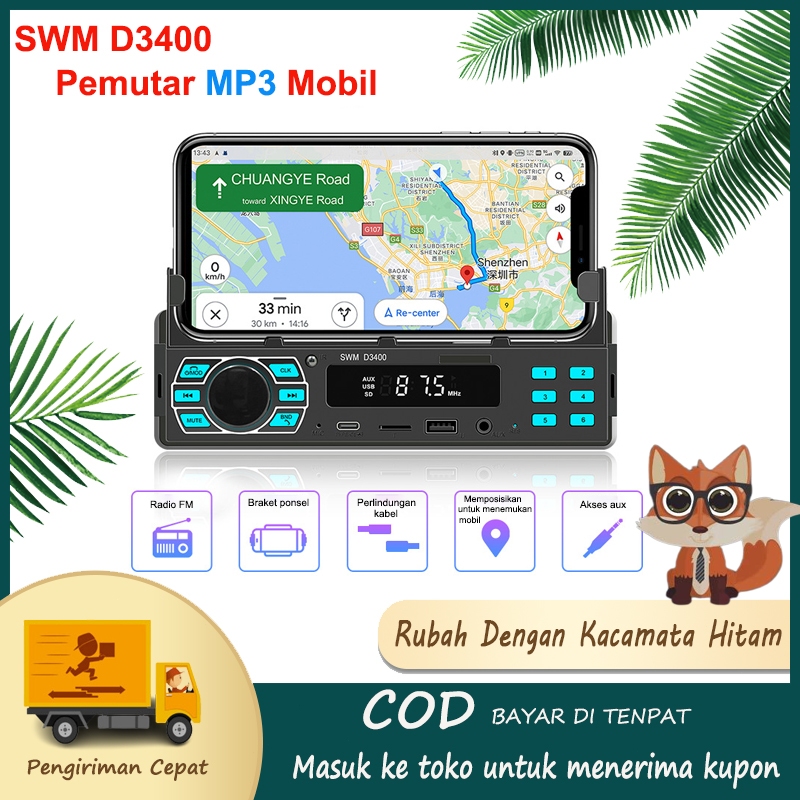 Jual SWM D3400 Braket pemutar FM bluetooth mobil memposisikan mobil ...