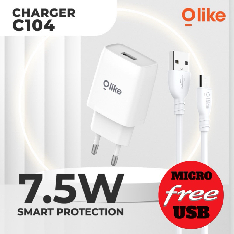 Jual OLIKE C104 KEPALA CHARGER USB ADAPTER CHARGER PLUG EU KABEL MICRO ...