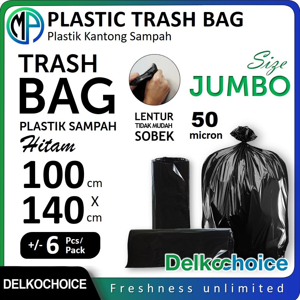 Jual Kantong Kresek Plastik Sampah 100cm x 140cm Hitam Besar JUMBO ...