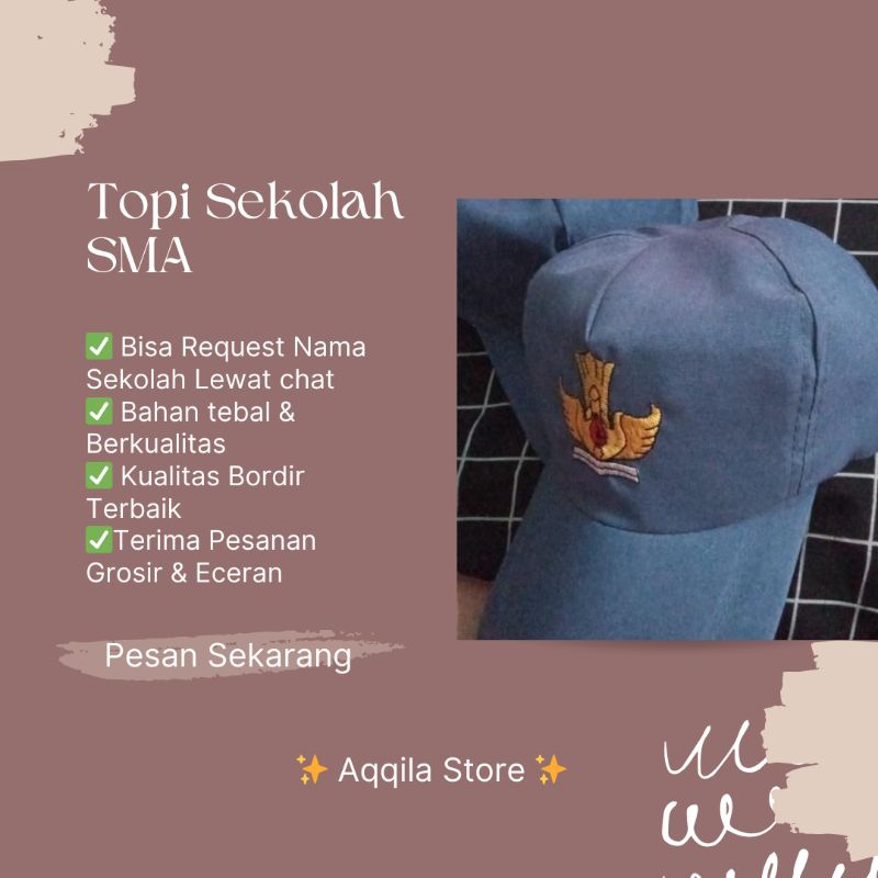 Jual TOPI SEKOLAH SMA&SMK FULL/POLOS BORDIR DEPAN TUT WURI HANDAYANI ...