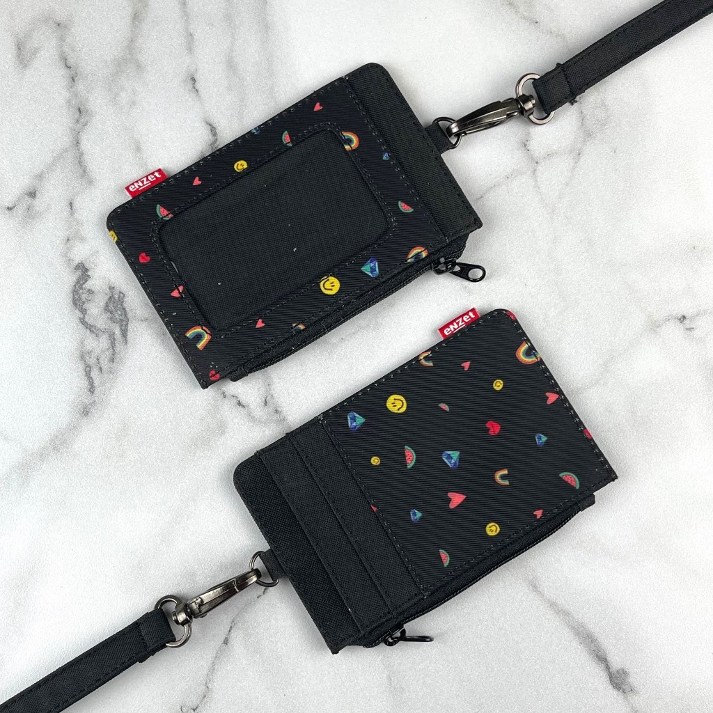Jual ID card holder hanging wallet name tag kartu lanyard zipper motif ...