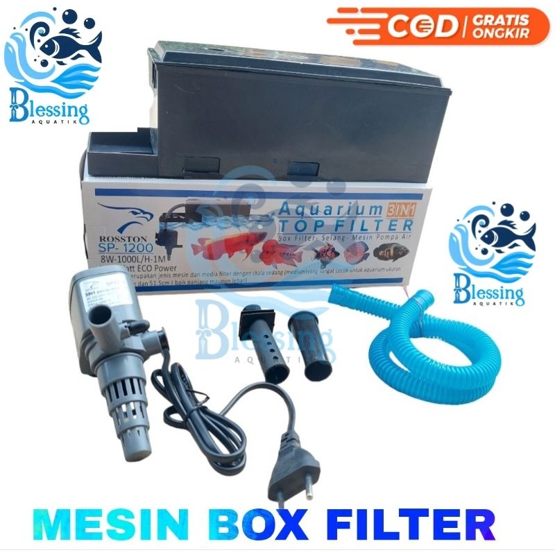Jual Filter Pompa Aquarium Paket Kumplit + kapas 3lapis - Rosston box ...