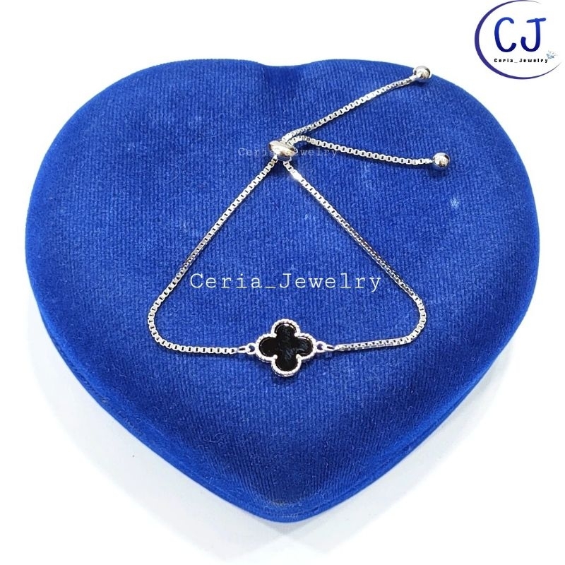 Jual Gelang Perak Asli Silver Wanita 925 Lapis Emas Putih Model Serut ...