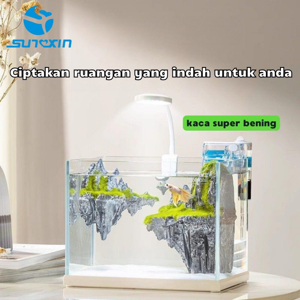 Jual SUNXIN Akuarium Ikan Mini 230 Tangki Ikan Mini Dengan Filter Dan ...