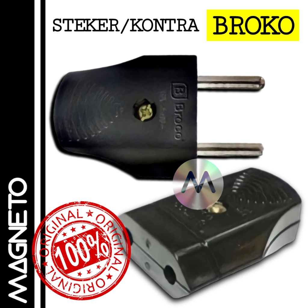 Jual BROCO Steker Gepeng Hitam Male & Female Contra Jek Colokan Listrik ...