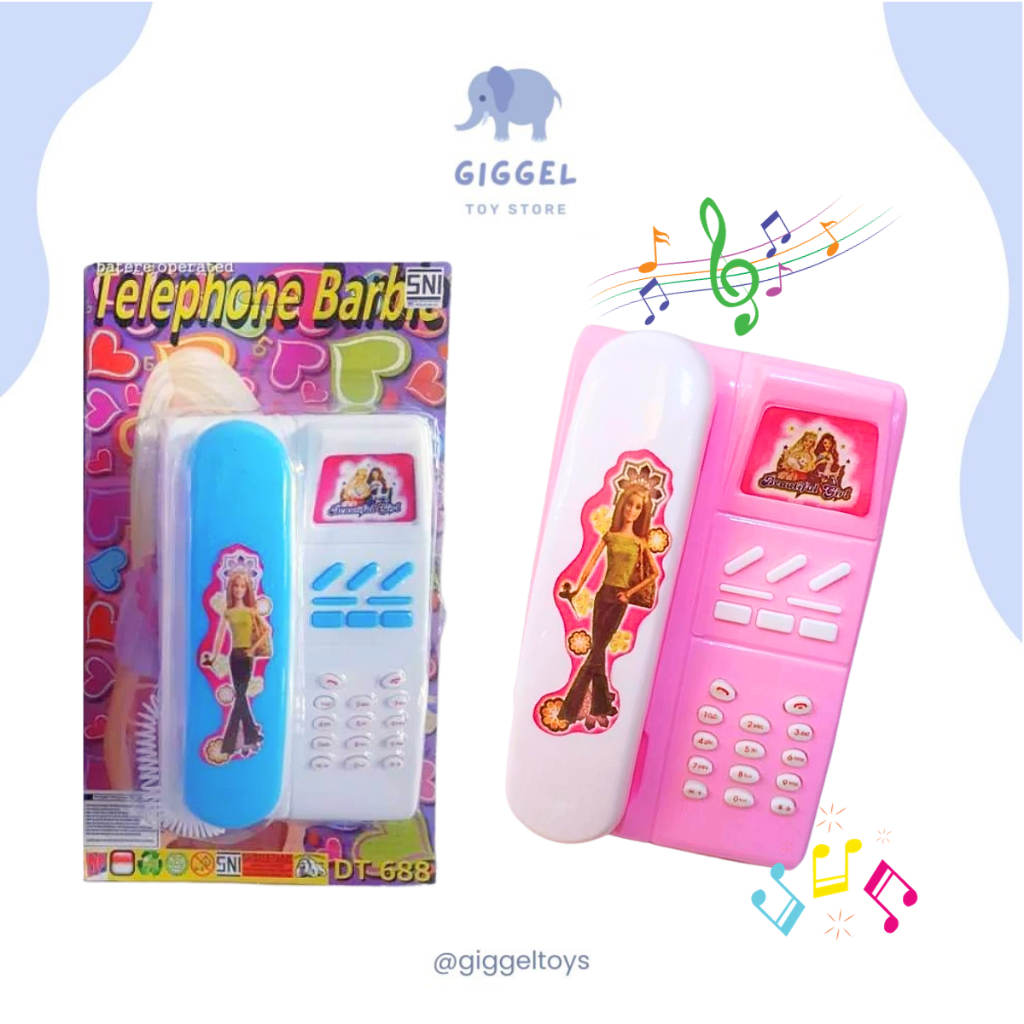 Jual [ Giggel ] Mainan Telepon Anak Perempuan Musikal Barbie Princess ...