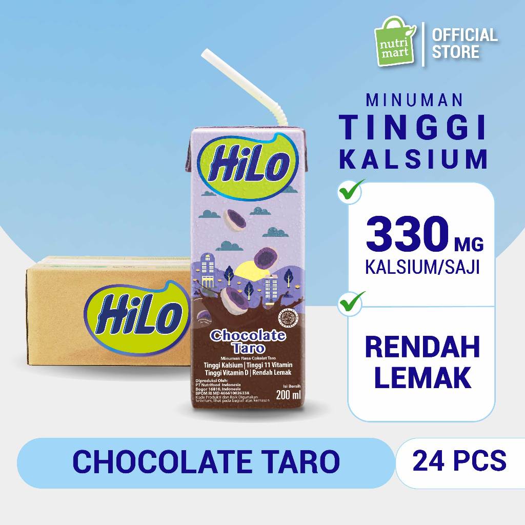 Jual 1 Karton - HiLo UHT Chocolate Taro RTD 200ml (24 pcs) - Minuman ...
