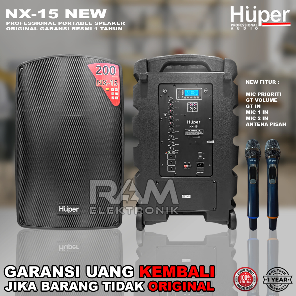 Jual HUPER NX-15 / NX15 Speaker Portable Meeting Wireless 15 Inch ORIGINAL | Shopee Indonesia