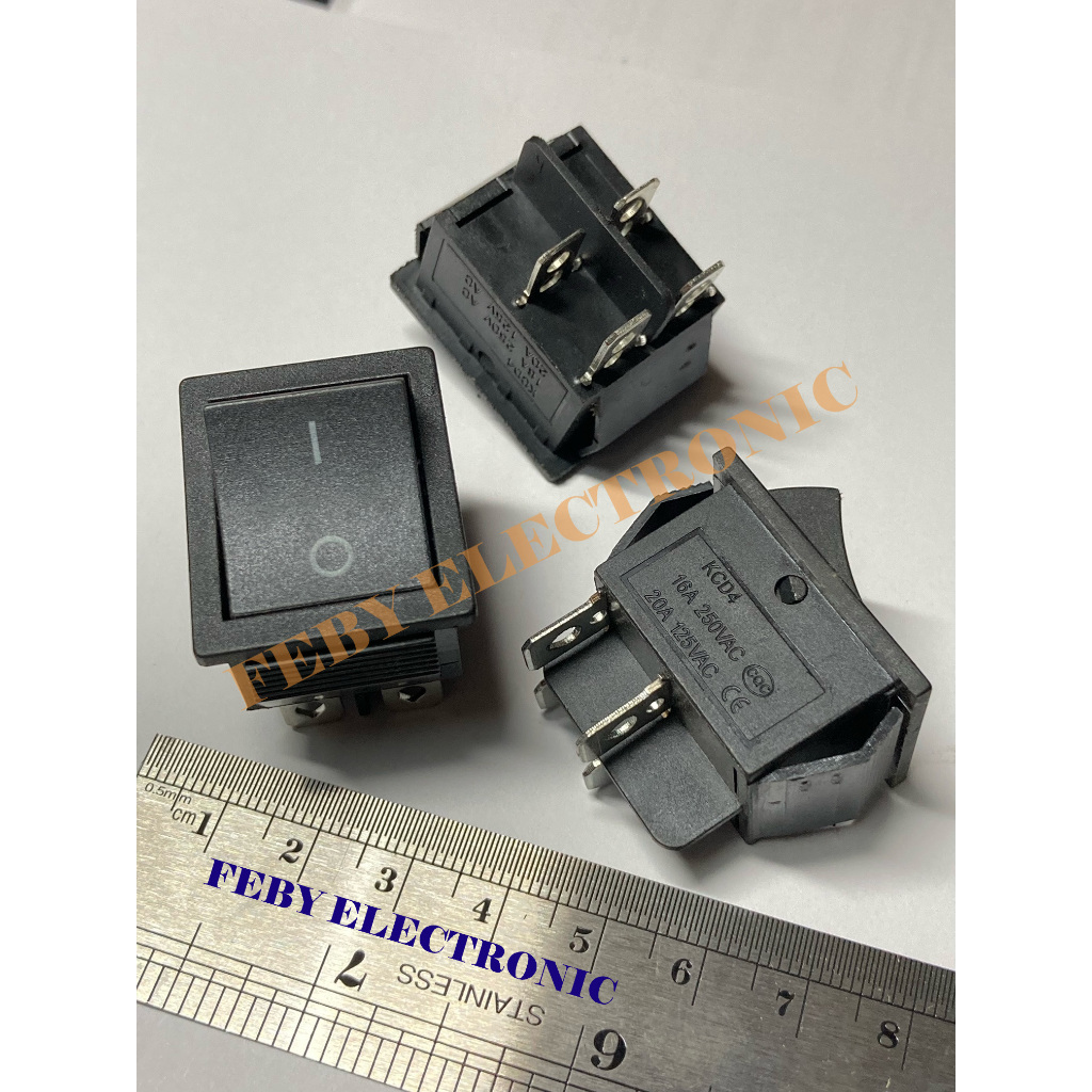 Jual Saklar 4 pin on off Hitam Besar power switch roker switch biasa ...