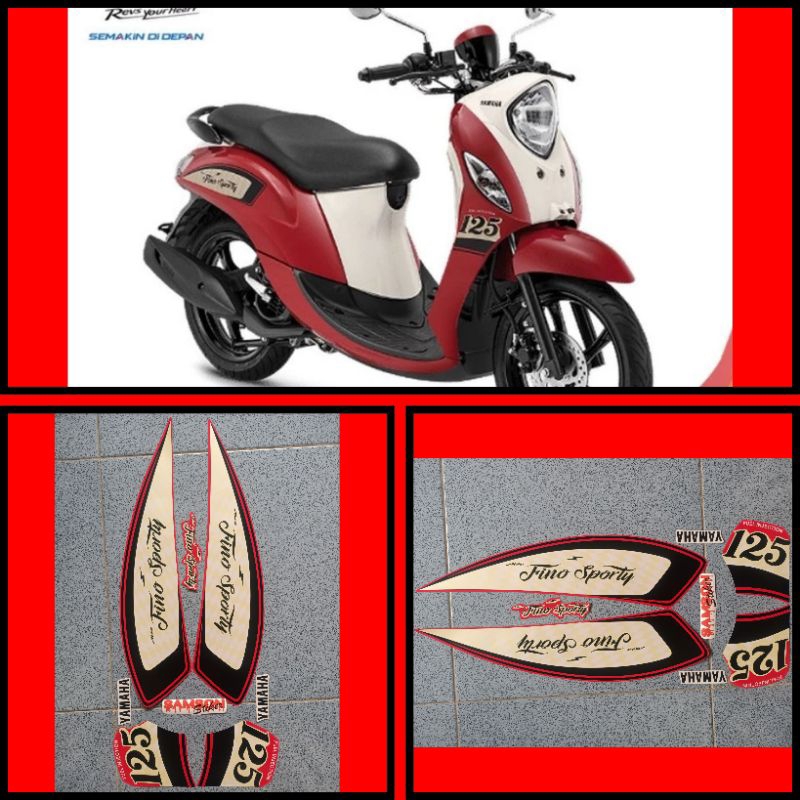 Jual stiker striping motor yamaha fino fi 125 2021 2022 2023 merah list ...
