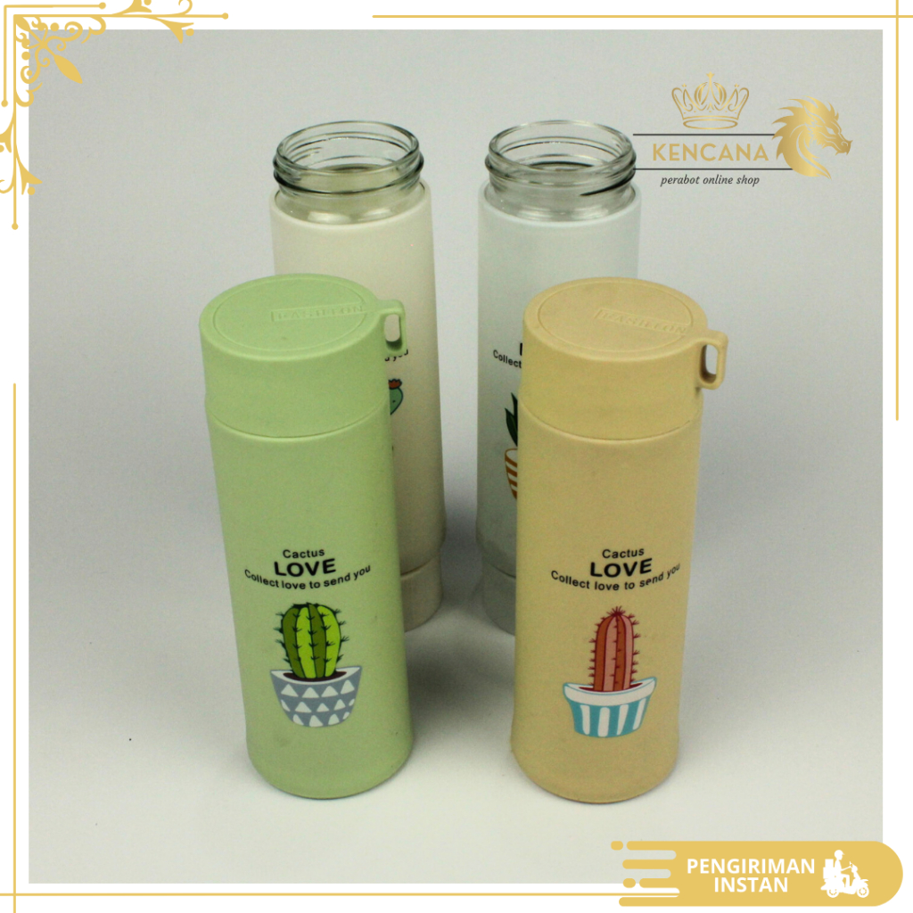 Jual Botol Air Minum Kaca | Botol Air Minum Motif Kaktus My Bottle ...