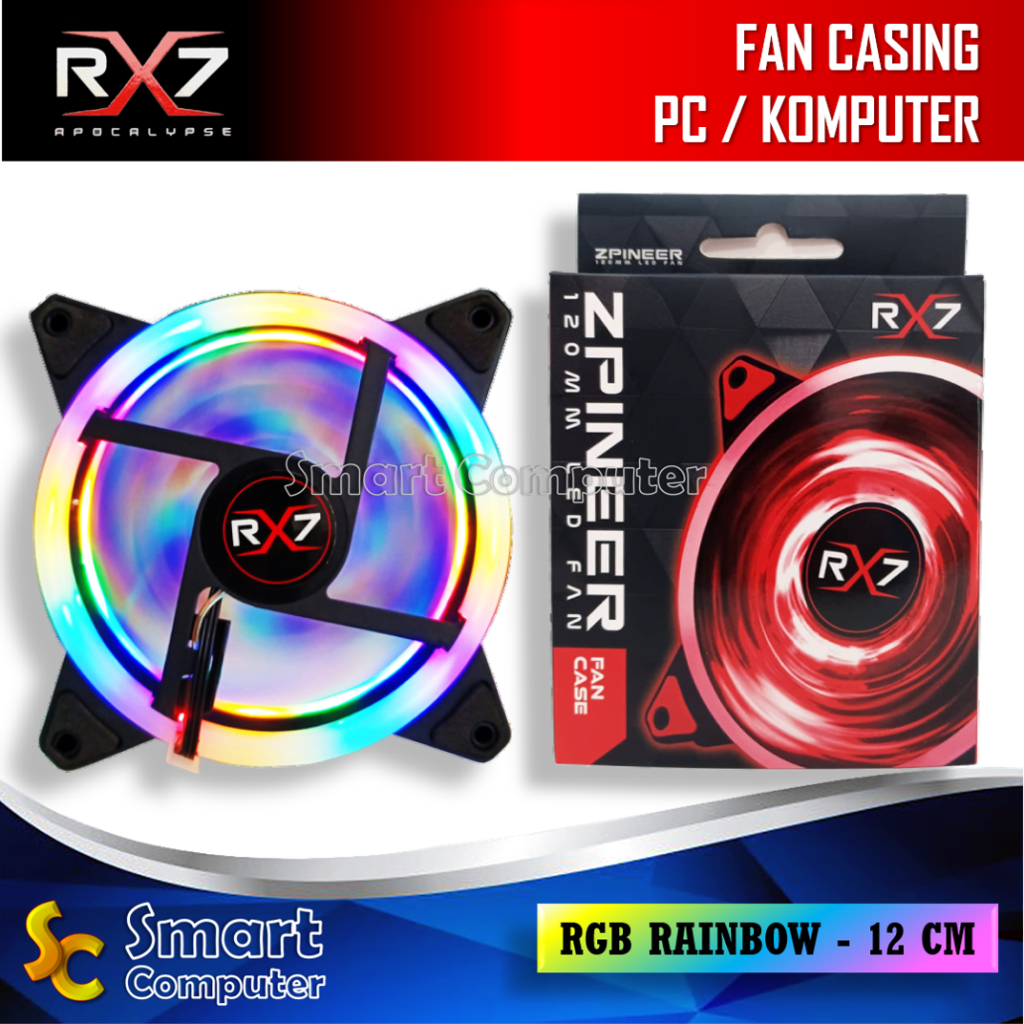 Jual Fan Casing PC RGB RX7 12Cm / Fan Komputer CPU Gaming RGB / Rainbow ...
