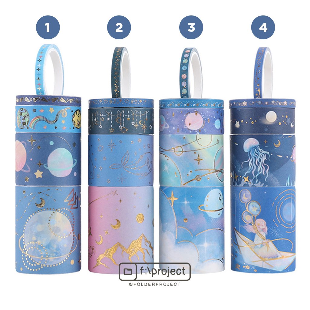 Jual (READY) 20 ROLL GALAXY OCEAN GOLD FOIL JUMBO WASHI TAPE | motif ...