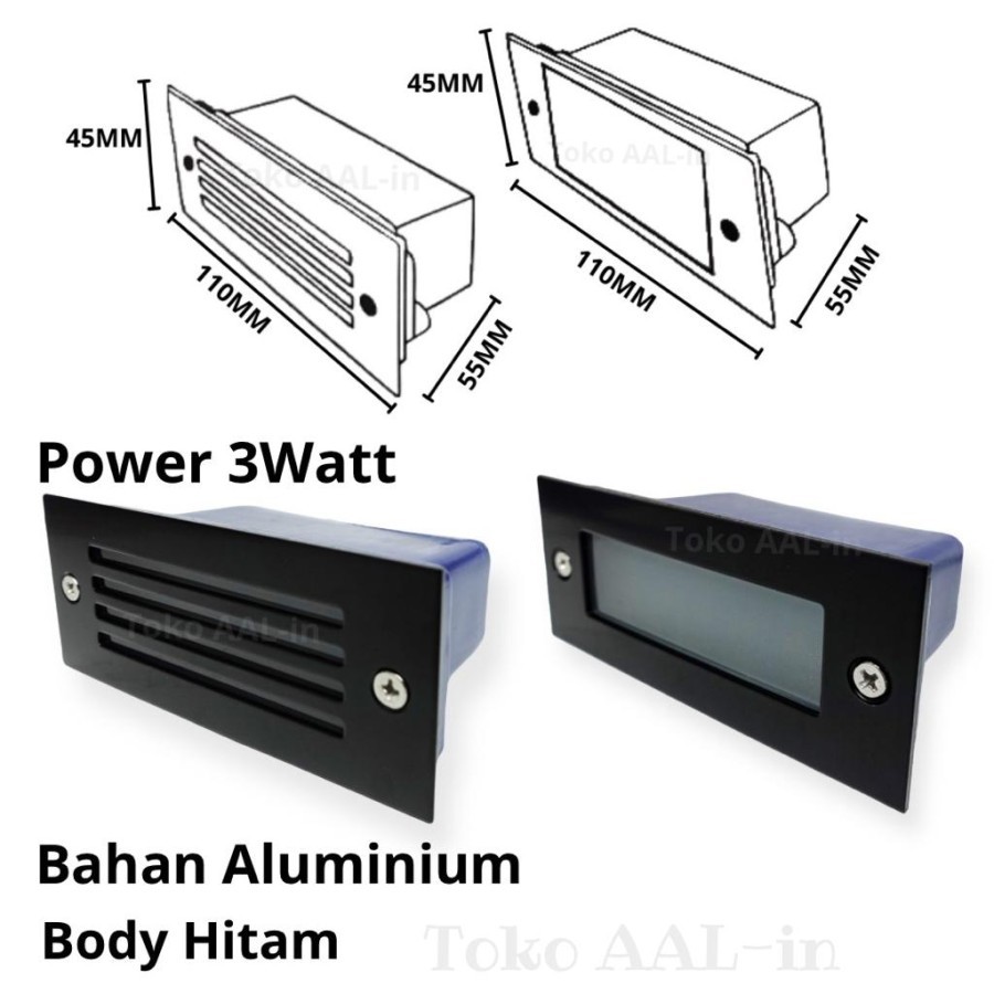 Jual Lampu Tanam Tangga LED Persegi Panjang 3Watt 3000K IP65 | Shopee ...