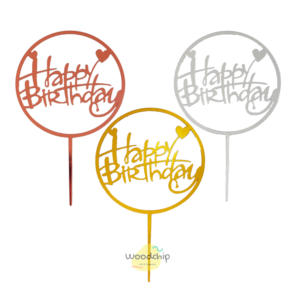 Jual Cake Topper Happy Birthday HBD Akrilik Kue Ulang Tahun / Hiasan Dekorasi Kue / Cake Decor ...