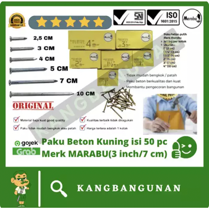 Jual Paku Beton Dan Kayu Marabu Kuning 4" / 10CM (1 buah) | Shopee Indonesia