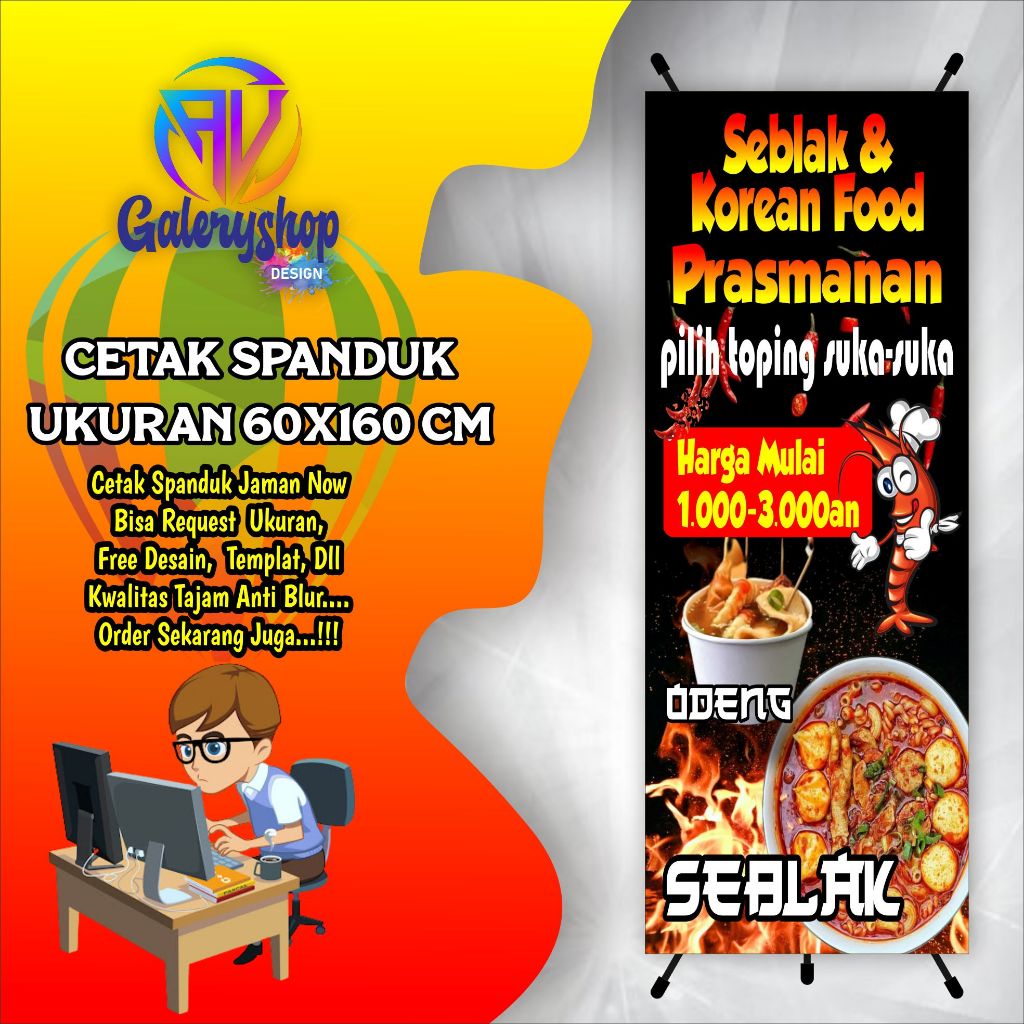Jual cetak spanduk, banner, jualan seblak mantap viral dll ukuran ...