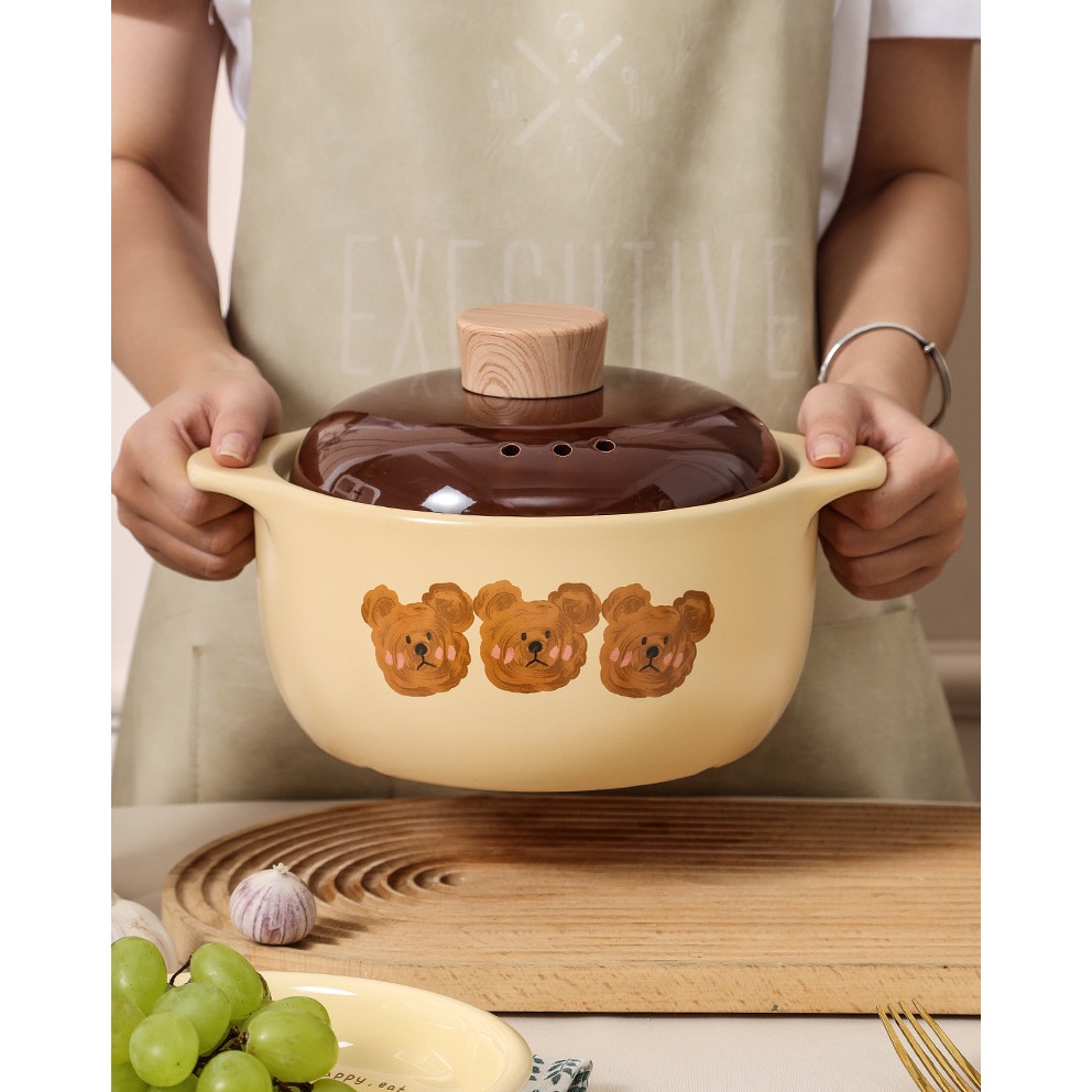 Jual BEAR CERAMIC POT/Casserole Pot/Casserole Pan/Cute Cooking Pot ...
