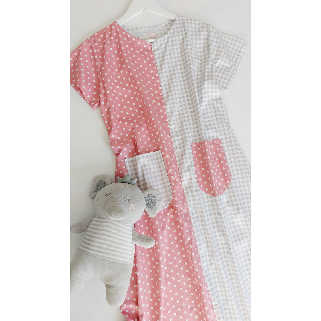 Jual Homedress daster katun jepang premium Zara Pink Grey | Shopee ...
