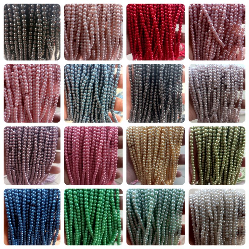 Jual @20 RENCENG MUTIARA SINTETIS BERAT UKURAN 4MM/3MM | Shopee Indonesia