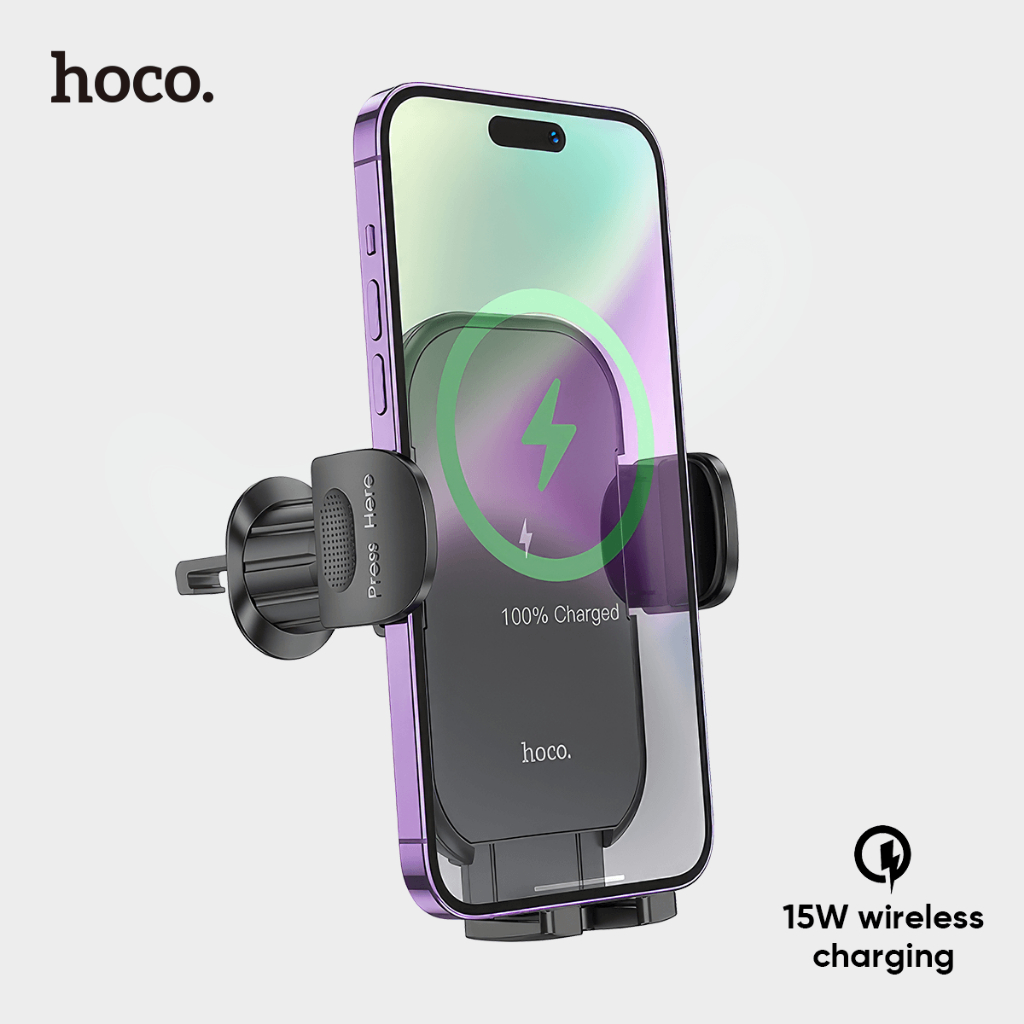 Jual Hoco Car Mount Holder Universal Vent 15W Wireless Charger HW4 ...