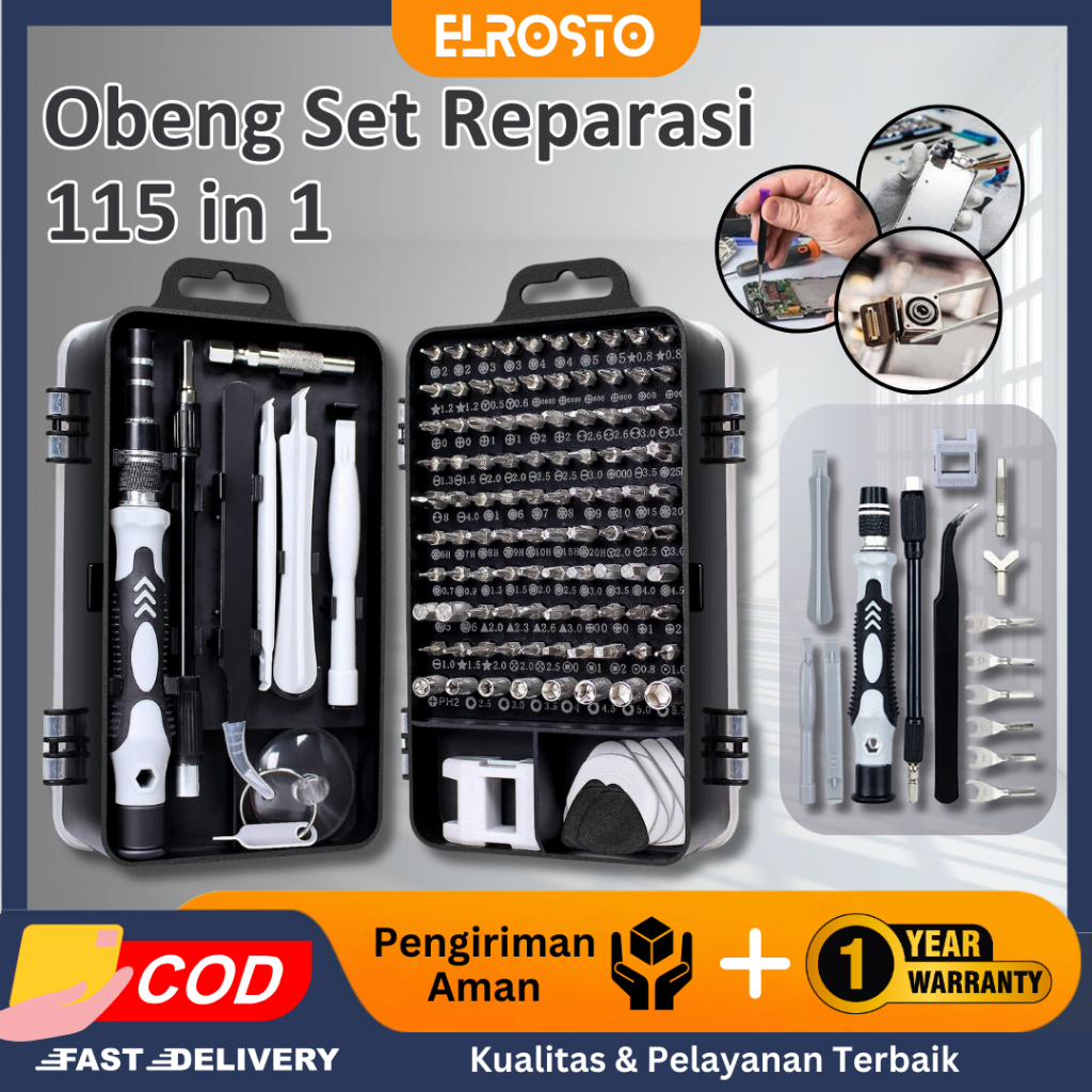 Jual ELROSTO Obeng 115 in 1 Multifungsi full set Alat Bongkar Mini Precision Insulated kamera ...