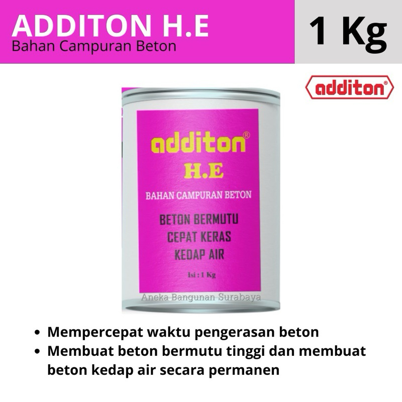 Jual Additon HE 1kg | bahan campuran pengeras beton obat cor aditon h.e ...