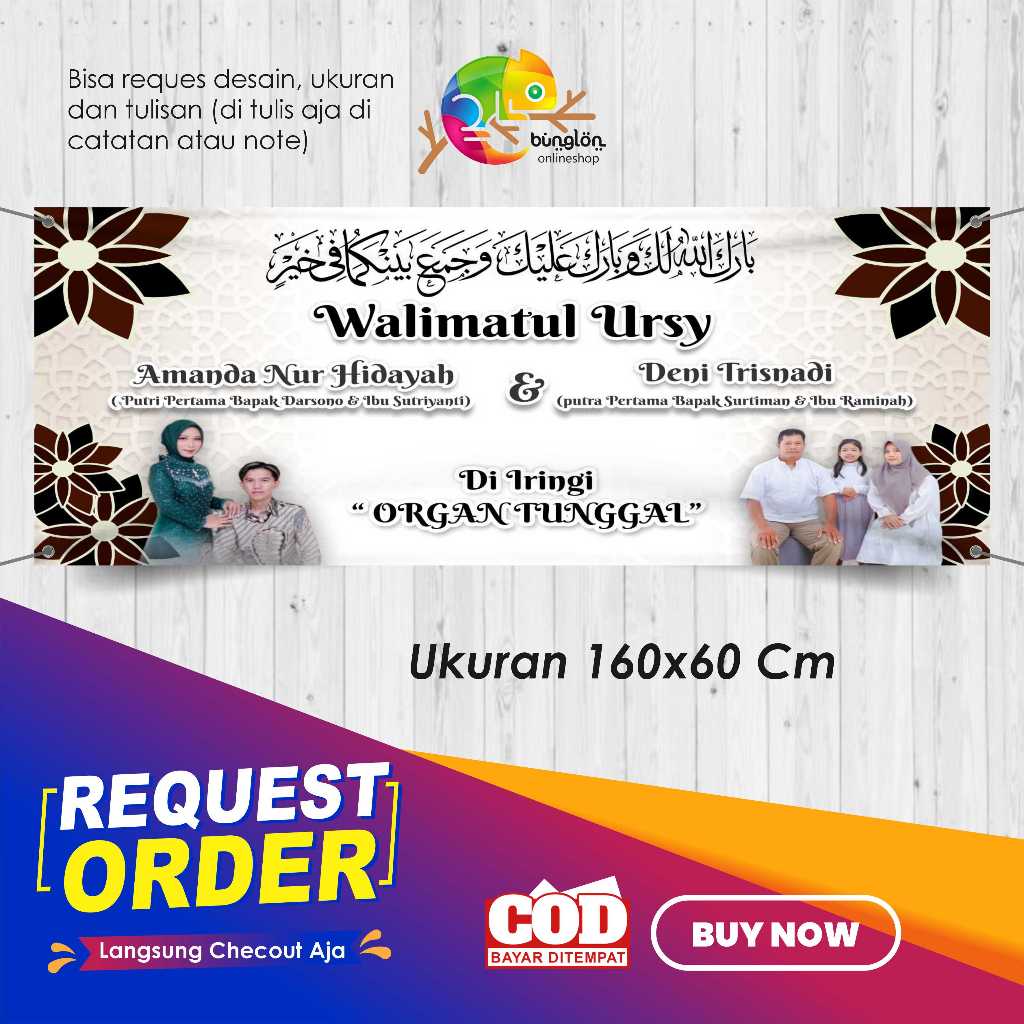 Jual Spanduk Banner 160x60 Walimatul Ursy Pernikahan Custom Desain ...