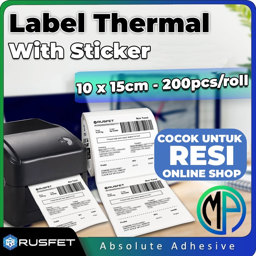Jual Kertas Termal Label Sticker Paper Thermal Printer Resi 10x15cm - 200pcs Per Roll | Shopee ...