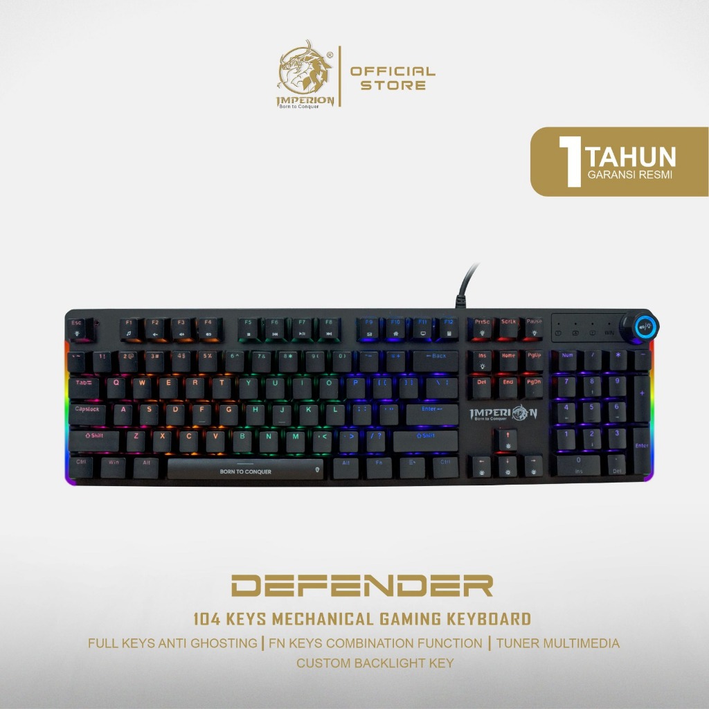 Jual Keyboard Gaming Imperion Defender KG-340, RGB | Shopee Indonesia