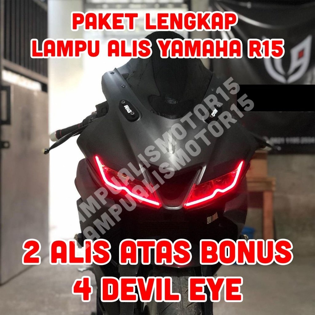 Jual PAKET LAMPU ALIS R15 BONUS DEVIL EYE /LED ALIS DRL YAMAHA R15 V3 ...