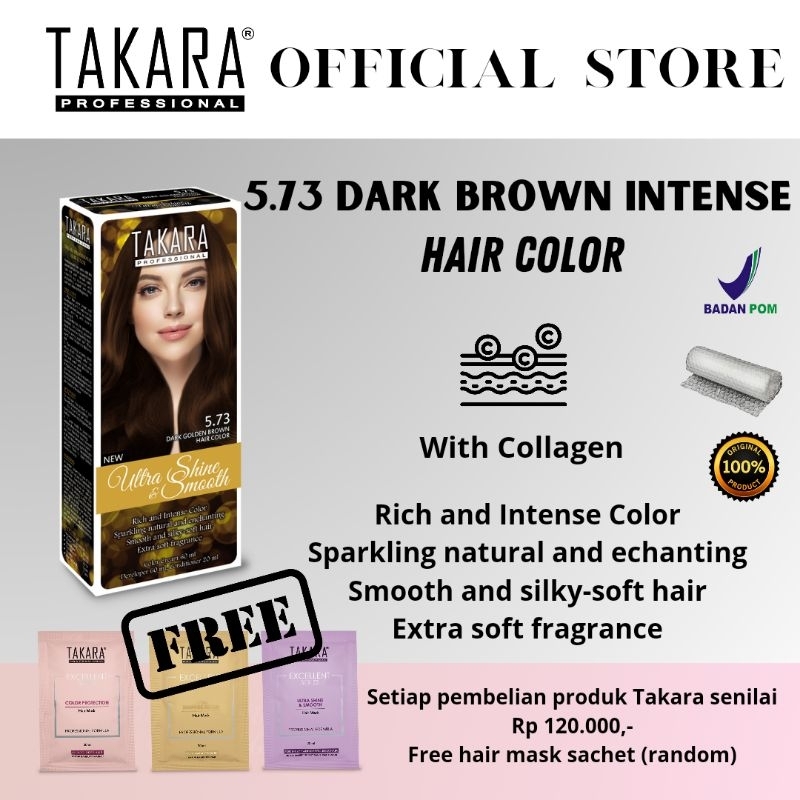 Jual TAKARA PROFESSIONAL 5.73 DARK GOLDEN BROWN HAIR COLOR / CAT RAMBUT ...