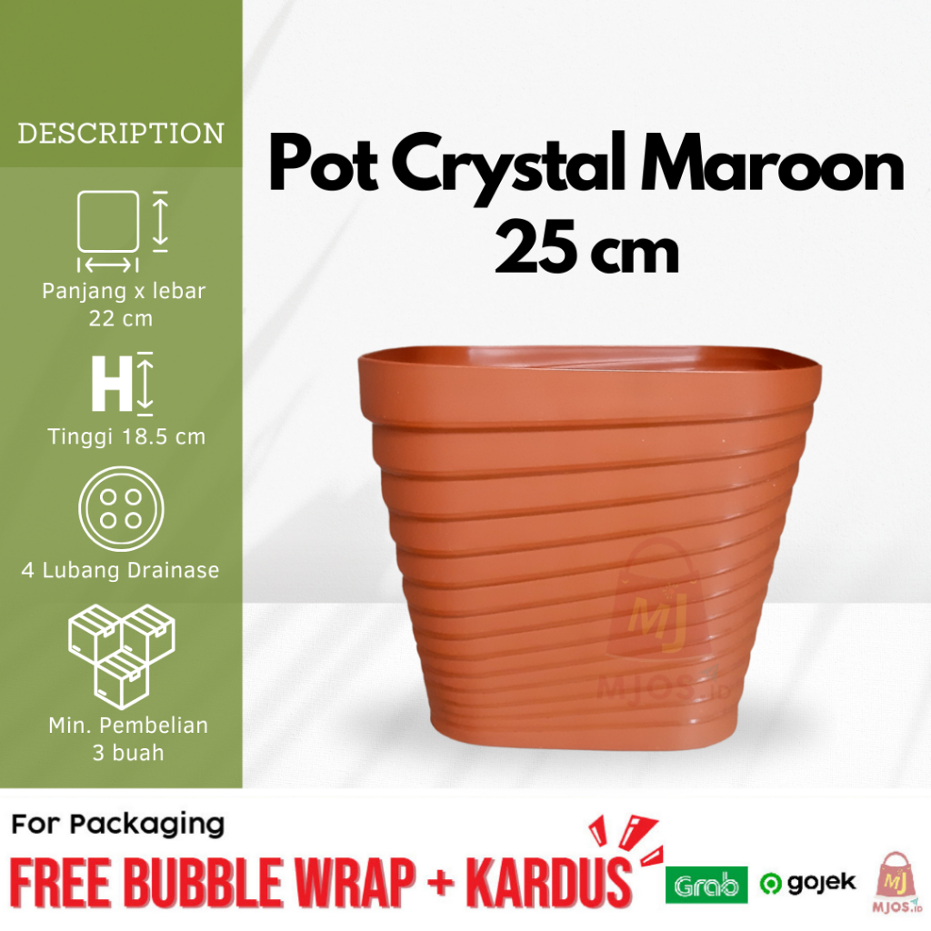 Jual Pot bunga tanaman plastik hias kotak segi empat estetik crystal ...