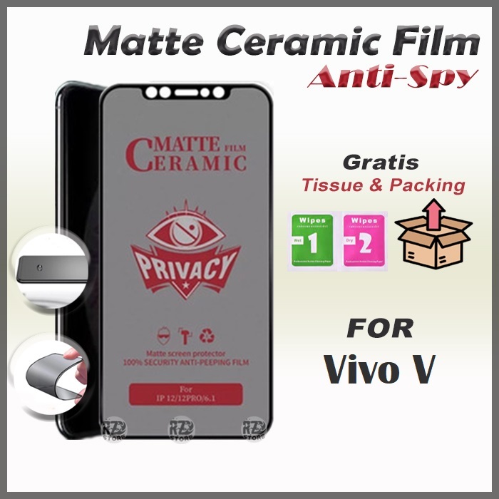 Jual Tempered glass full privacy CERAMIC anti SPY VIVO V9 V11 V11I V15 V20 V21 V23 V23E V25E V25 ...