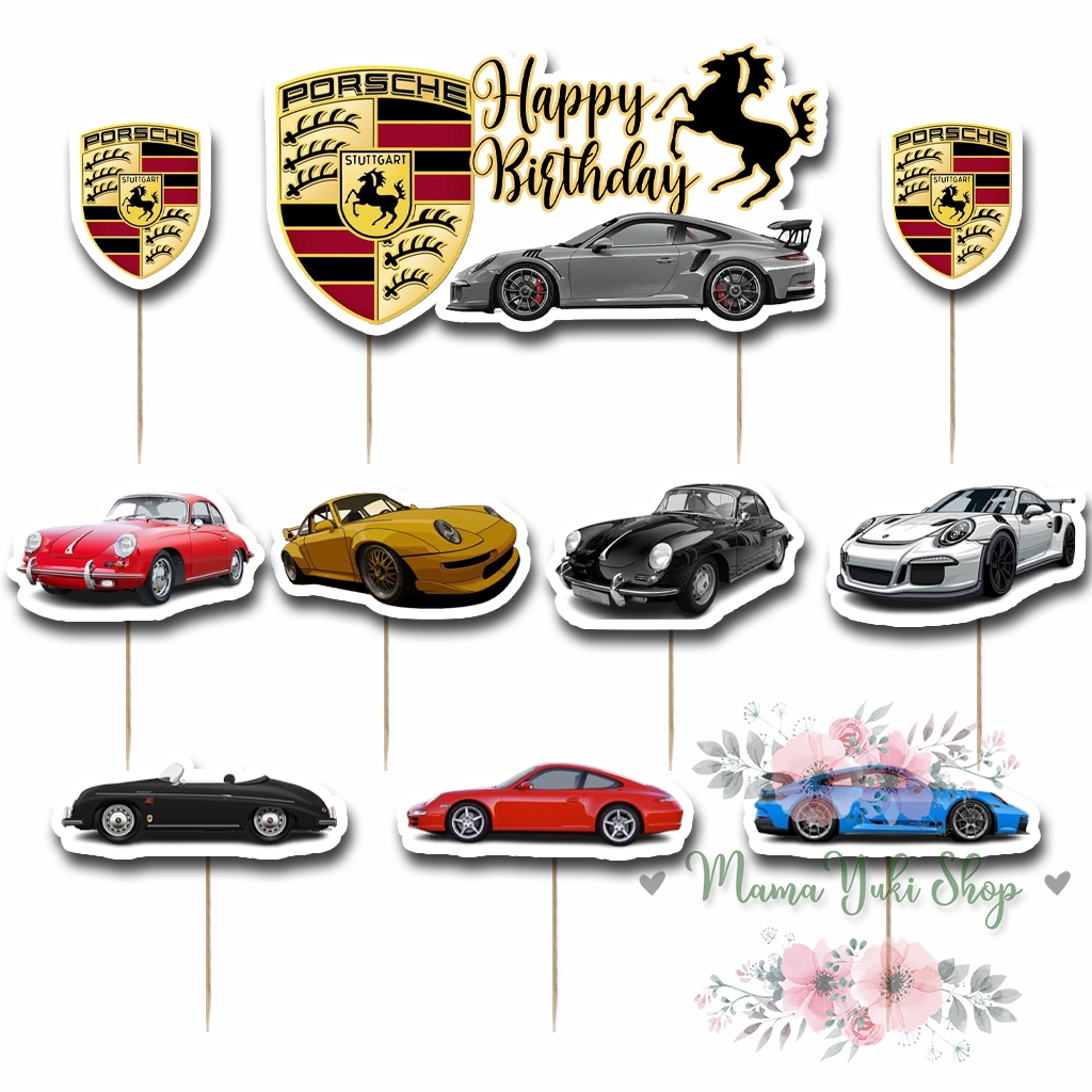 Jual Topper Cake Hiasan Kue Ulang Tahun Anak motif MOBIL PORSCHE CAR ...