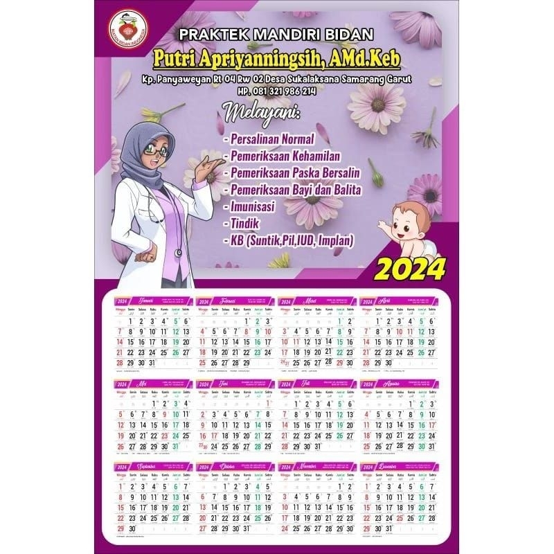 Jual Kalender 2024/Kalender Bidan/Kalender Puskesmas/Kalender Rumah ...