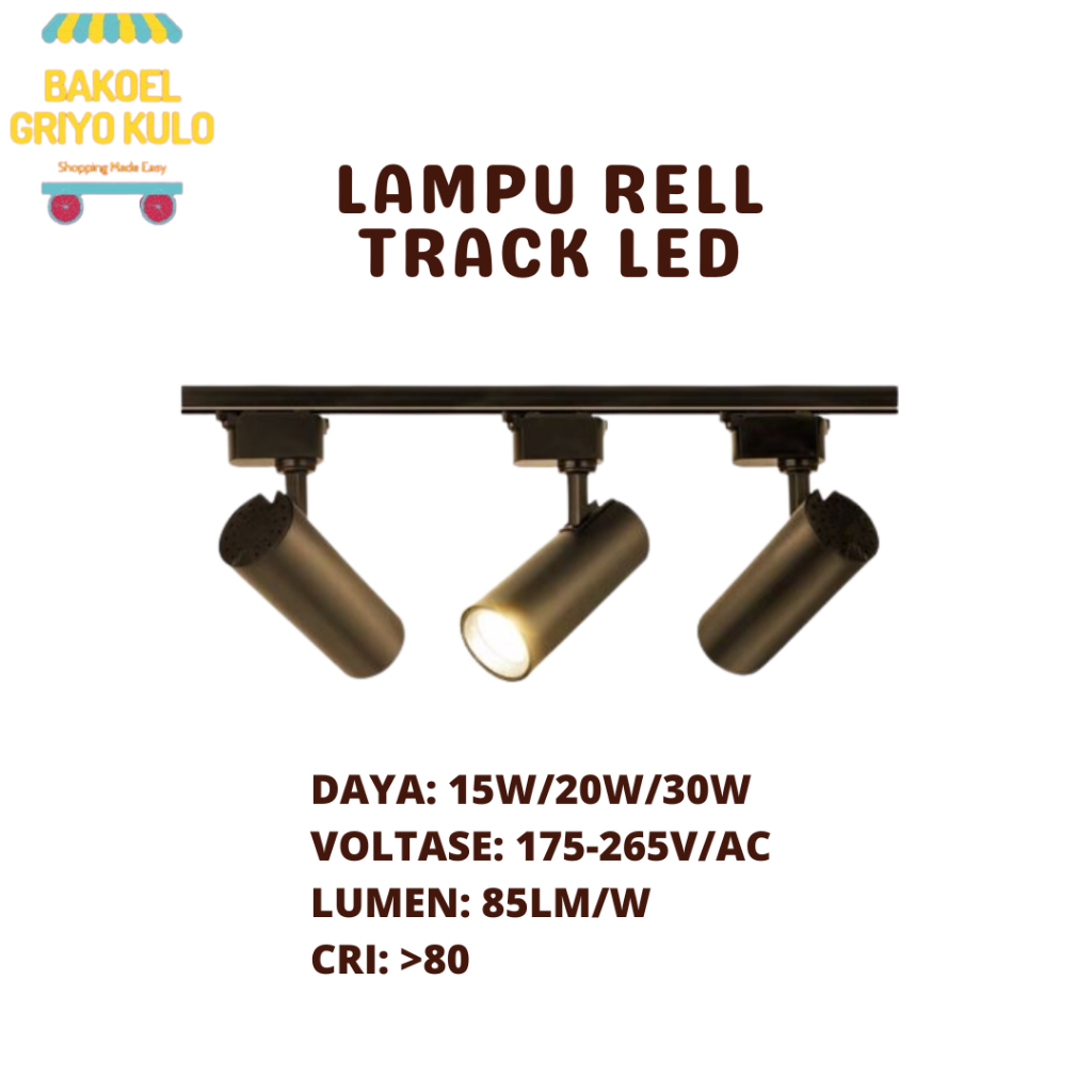 Jual Paket Set Lampu Isi 3 Lampu Sorot LED Track Spotlight Lampu Sorot Plafon 10W 15W 20W 30W ...