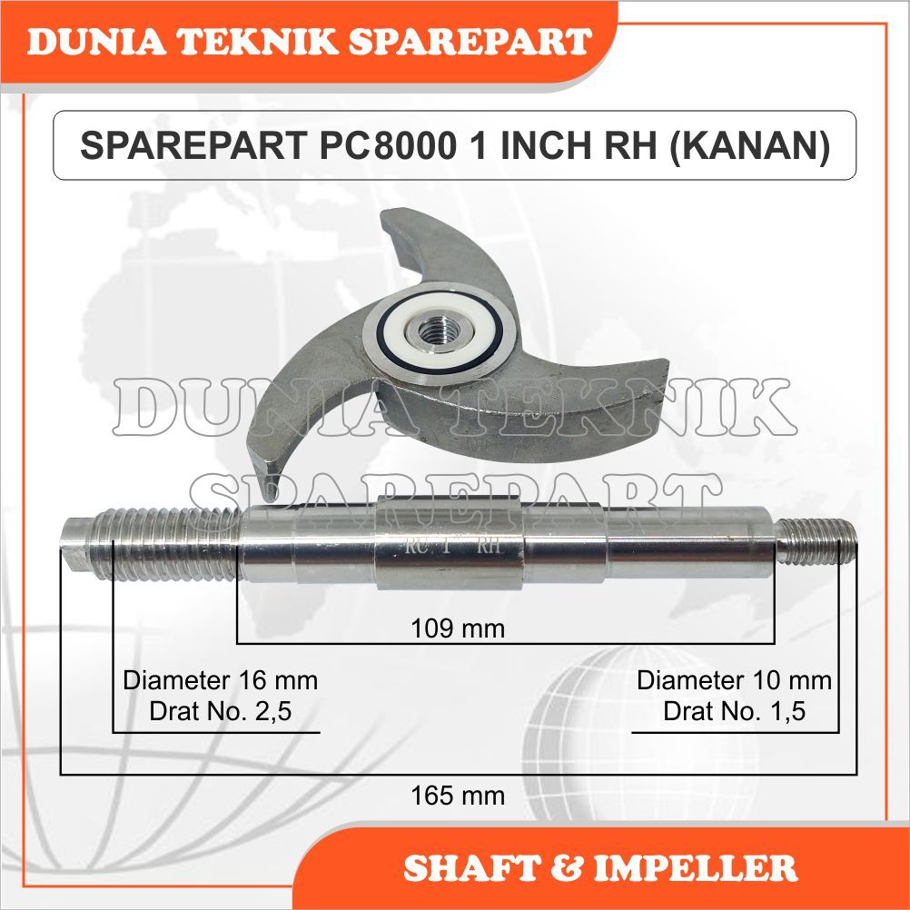 Jual SHAFT DAN IMPELLER UNTUK POMPA PC8000 1 INCH RH (PUTARAN KANAN ...