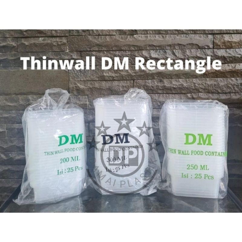 Jual Thinwall Dm Kotak Makan Rec Persegi Panjang 200ml 250ml 300ml