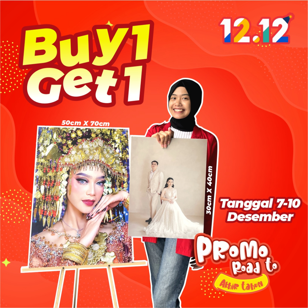 Jual CETAK FOTO PREWEDDING 20R JUMBO 50X70CM BINGKAI MDF (PREWED ...