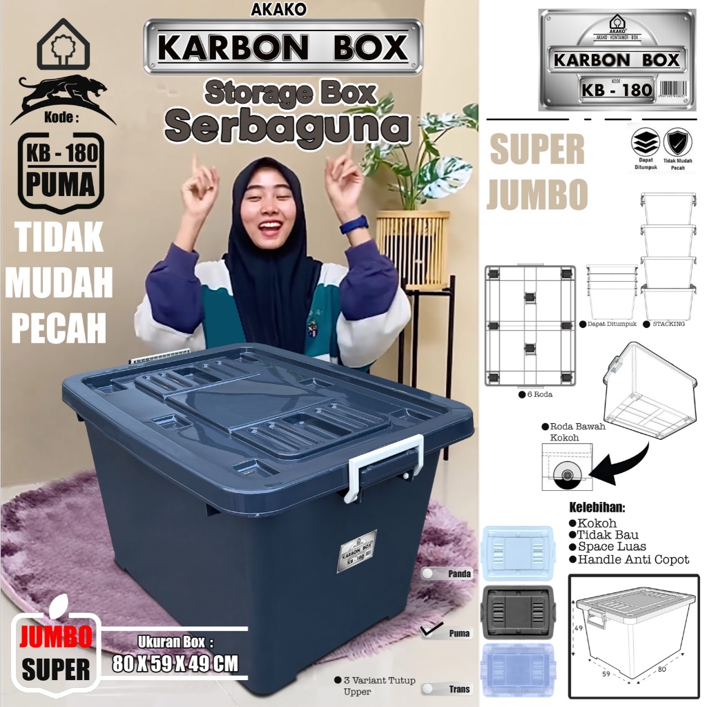 Jual Kontainer Box Plastik Container KARBON Box PUMA AKAKO Hitam Black ...