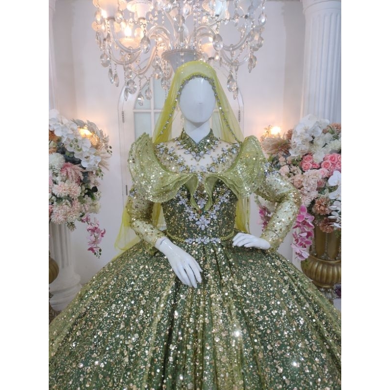 Jual gaun Payet premium full bahan seqwen cantik dan elegan | Shopee ...