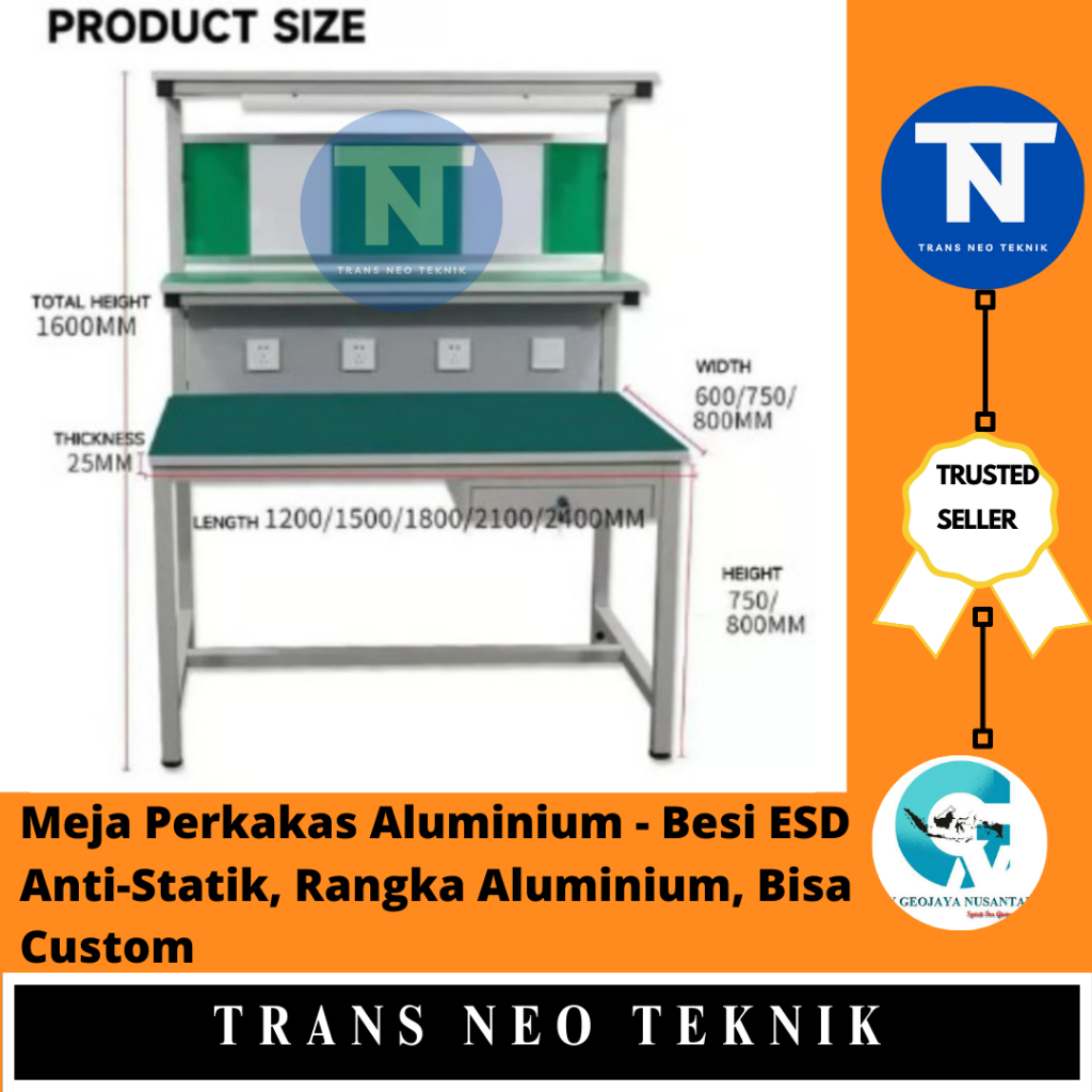 Jual Meja Perkakas Aluminium - Besi ESD Anti-Statik, Rangka Aluminium ...