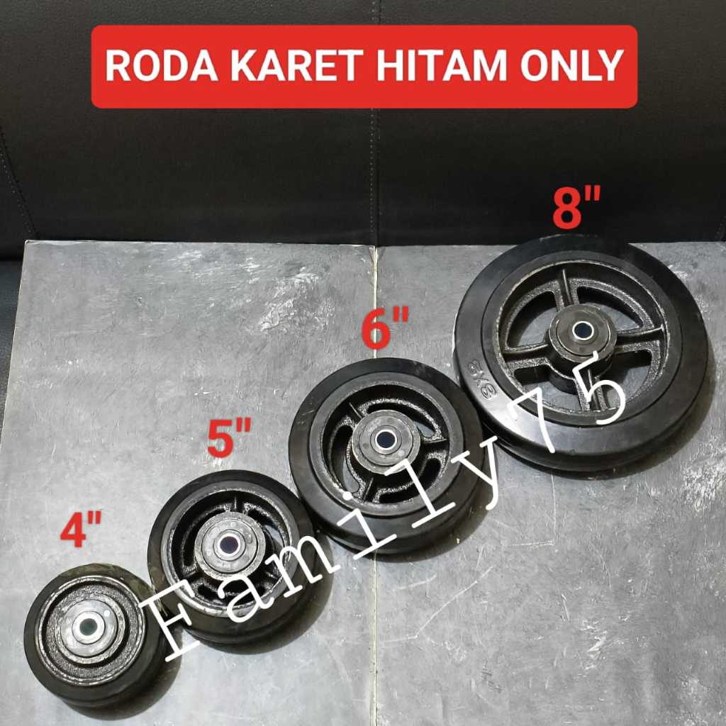 Jual Roda troli only karet hitam Heavy Duty 4"-5"-6"-8" Caster Kastor ...