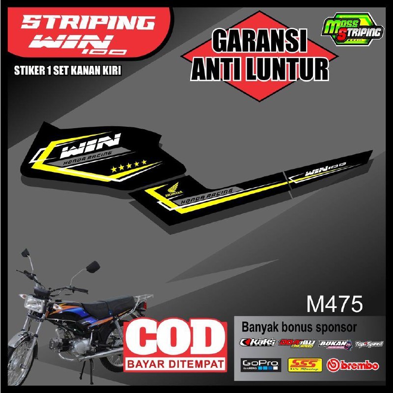 Jual Stiker Striping Sticker motor Honda WIN 100 M475 Sticker Setiker ...