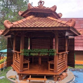 Jual Gazebo Model Segi 6 Kayu Jati Jepara Atap Genteng Model Oval ...
