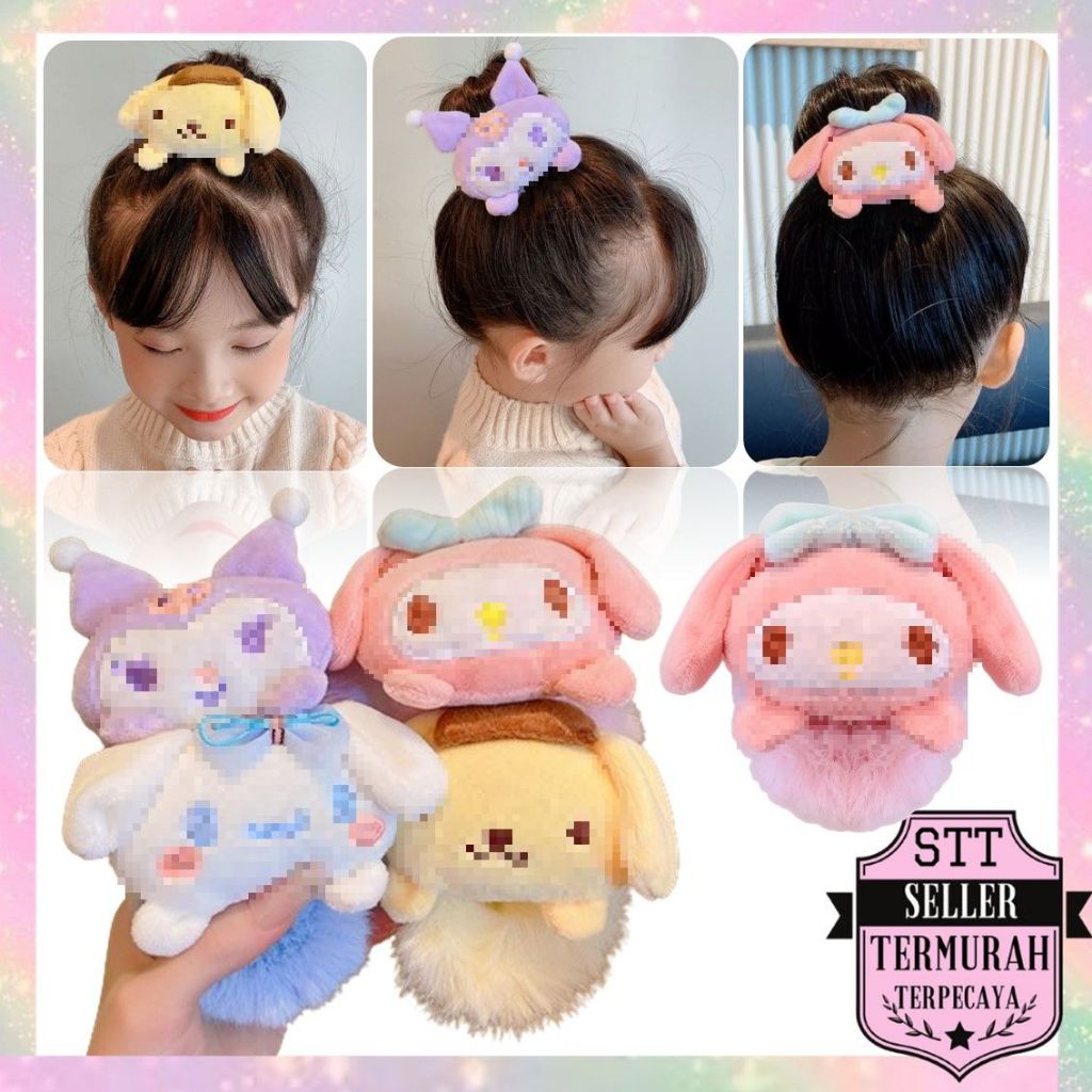 Jual STT Ikat Rambut Bulu Karakter Kartun Kunciran Rambut Anak Lucu ...