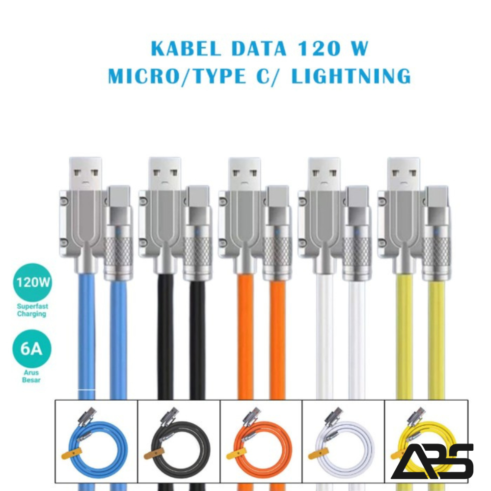 Jual ABS - Kabel Data 120W Fast Charging SILIKON ZINC ALLOY Micro usb ...